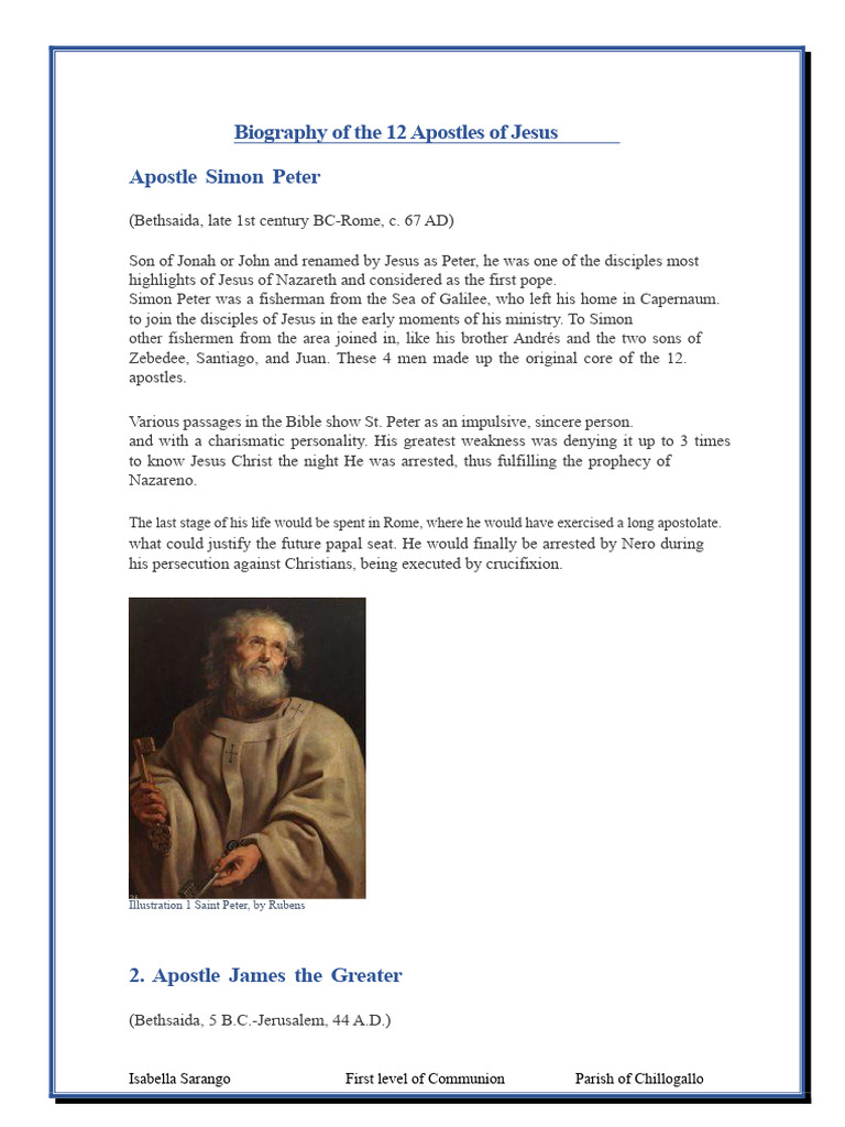 Biography of Jesus' 12 Apostles | PDF | John The Apostle | Jesus