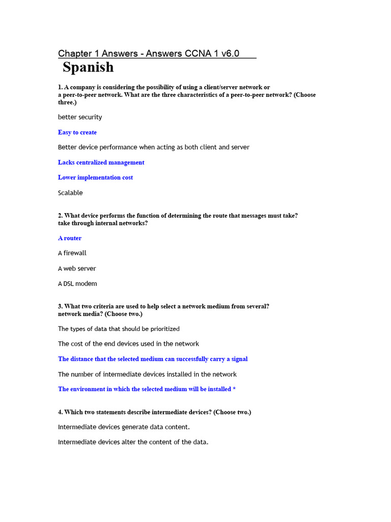 CCNA 1 v6.0 Chapter 1 Answers Summary | PDF | Computer Network | Local ...