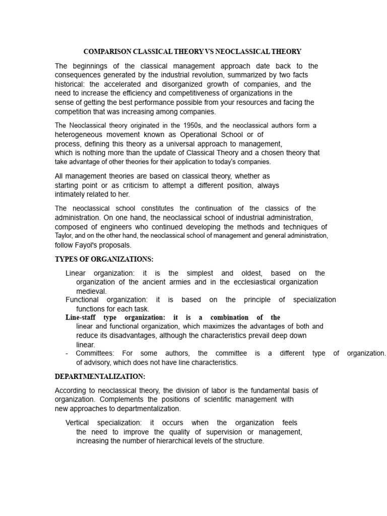 Comparison of Classical Theory Vs Neoclassical Theory | PDF ...