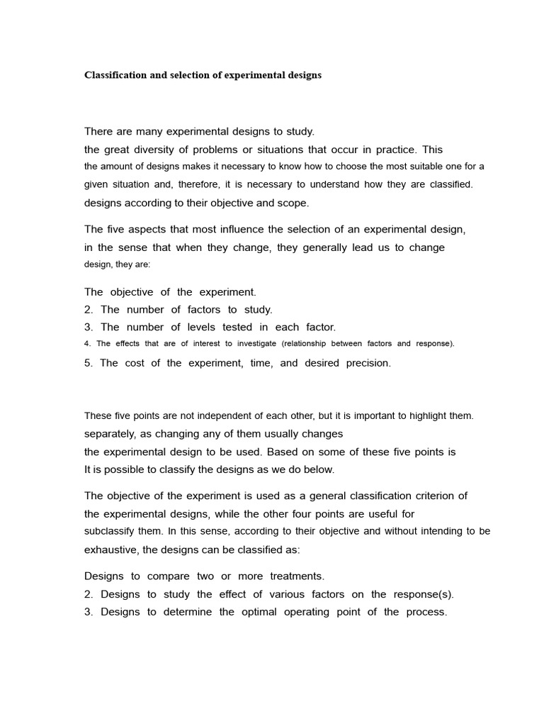 Choosing Experimental Designs Effectively | PDF