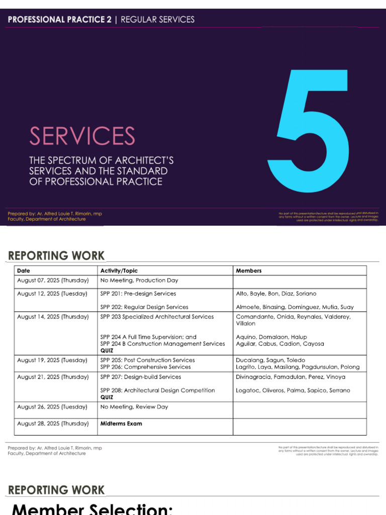 Module 5-Architects Spectrum of Services Reporting Work | PDF