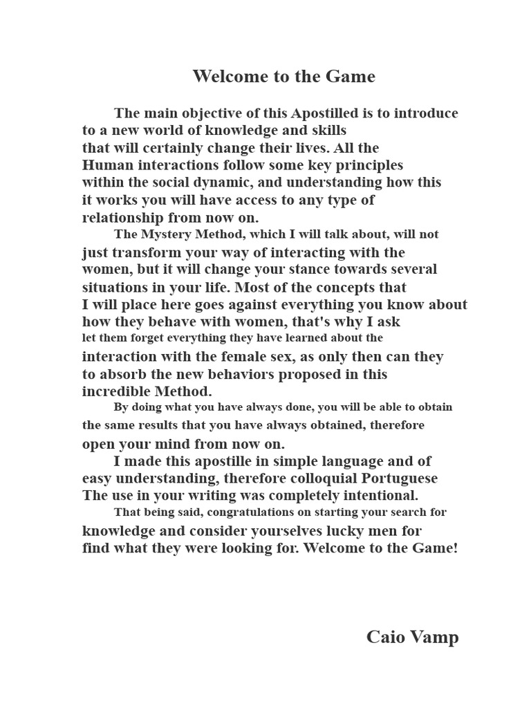 Mystery Method by Caio Vamp | PDF | Psychological Concepts