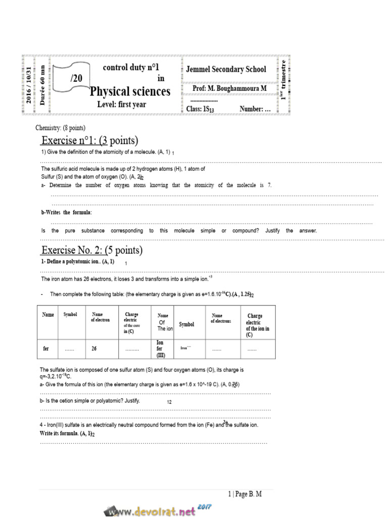 Corrected Homework Physics 1 | PDF | Ion | Sulfate
