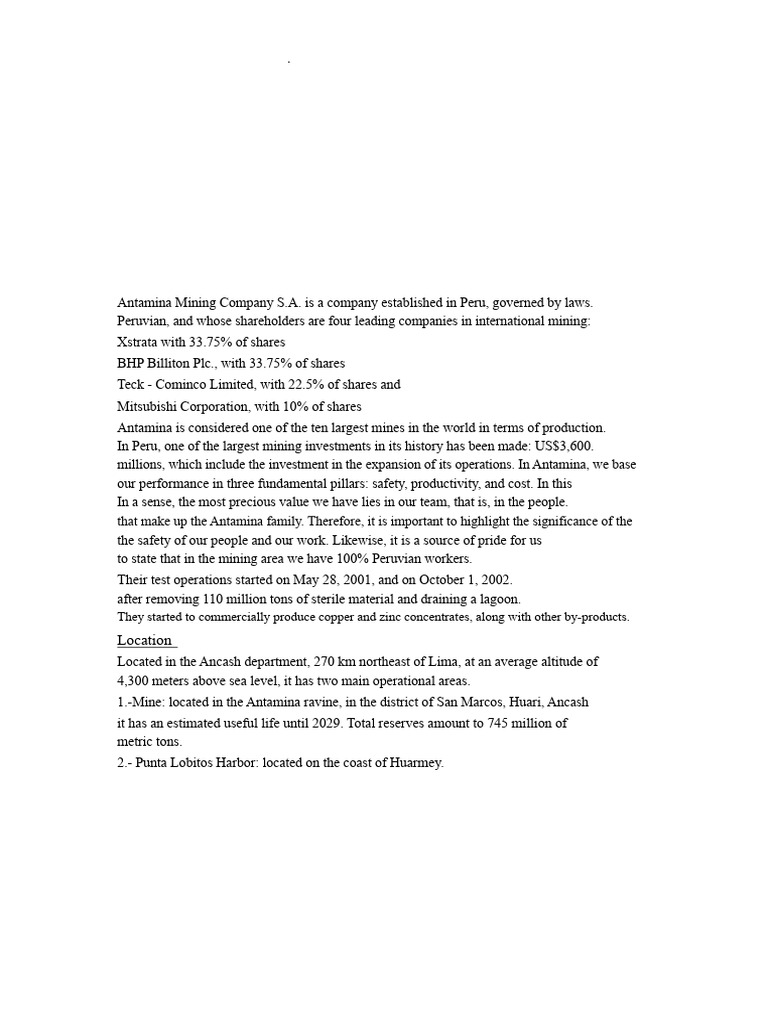 Transport Antamina | PDF | Mining | Ore