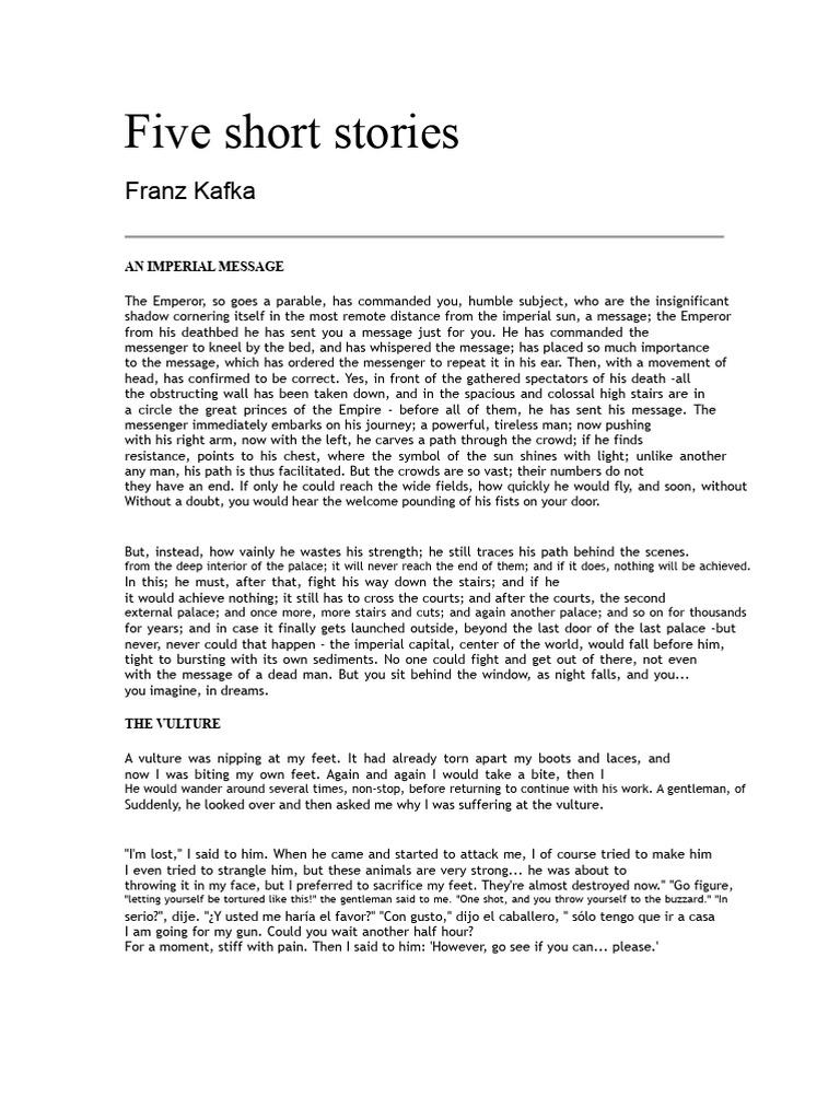 Kafka's Five Short Stories | PDF