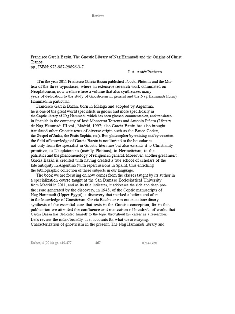 Gnostic Library and Christian Origins | PDF | Gnosticism | Abrahamic ...