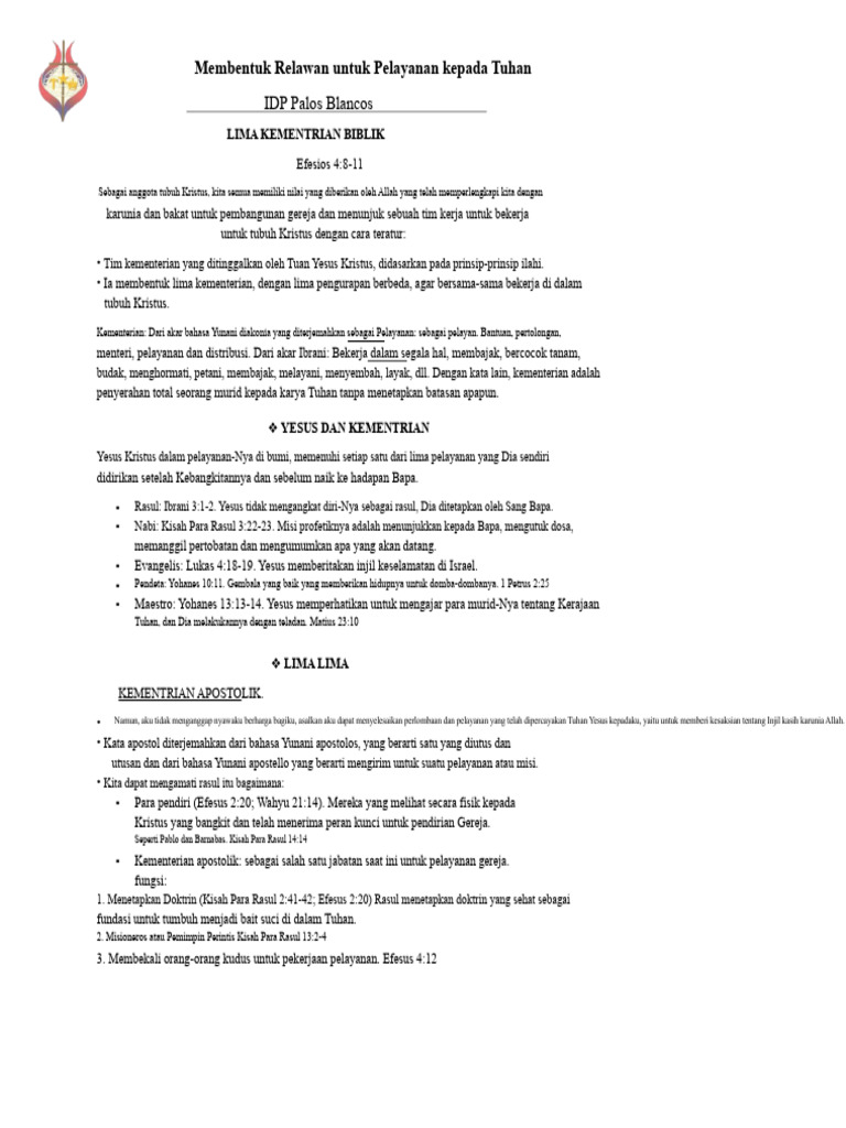 Lima Kementrian Biblik | PDF