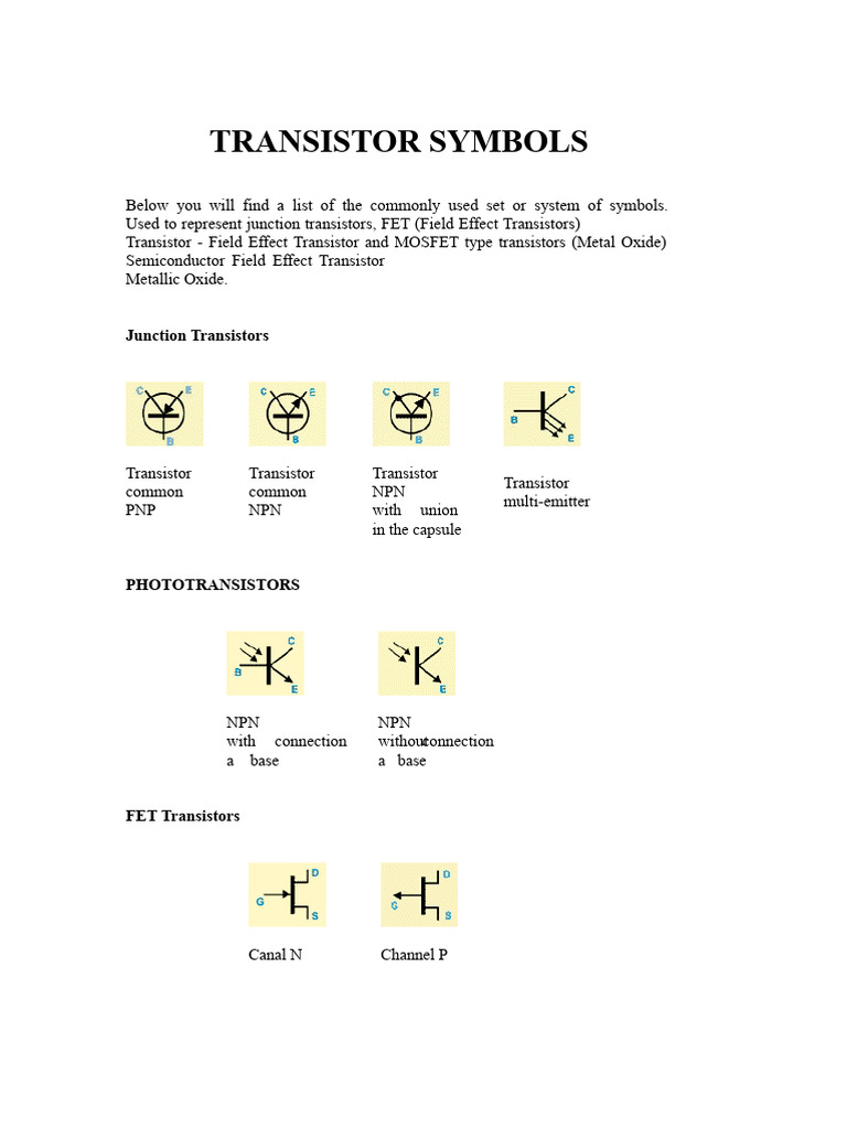 Transistor Symbols | PDF