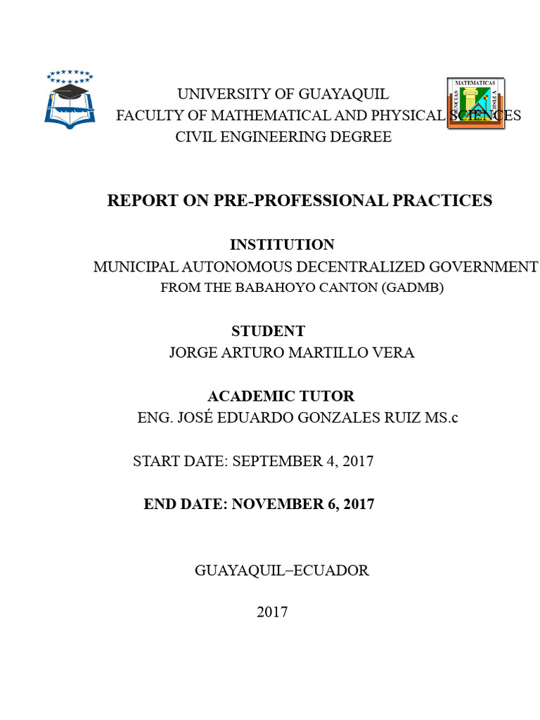 Pre-Professional Practice Report - Martillo Jorge PDF | PDF ...