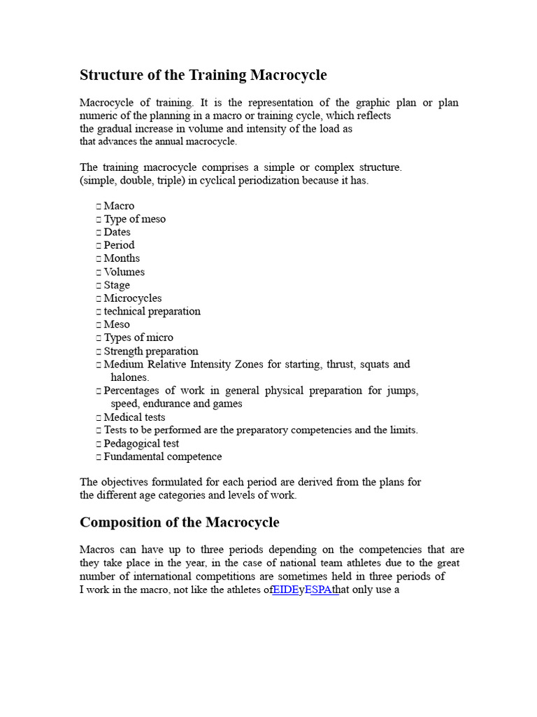 Training Macrocycle Structure Explained | PDF | Sports | Psychology