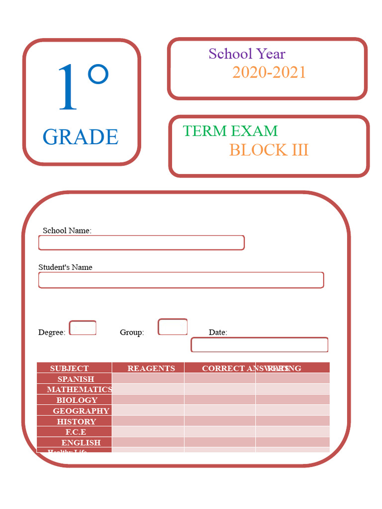 First Grade Exam Third Trimester | PDF | Sexually Transmitted Infection ...