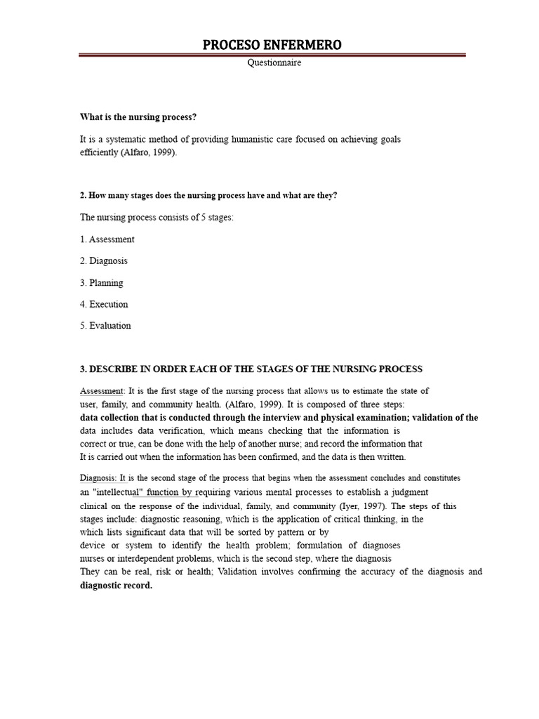 Understanding the Nursing Process Stages | PDF | Medical Diagnosis ...