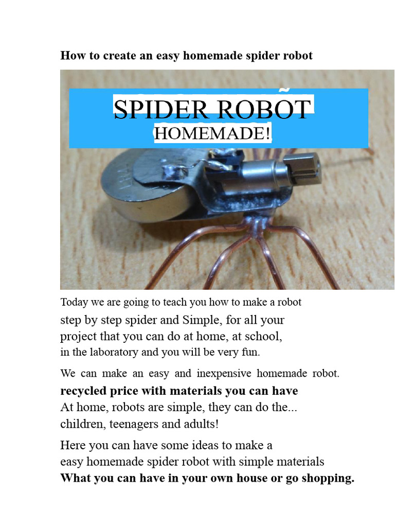Easy Homemade Spider Robot Guide | PDF | Resistor | Electric Motor