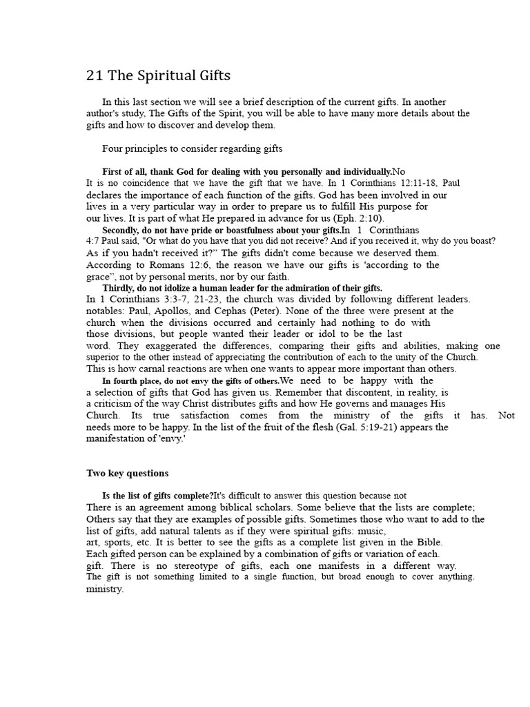Understanding the 21 Spiritual Gifts | PDF | Spiritual Gift | Elder ...