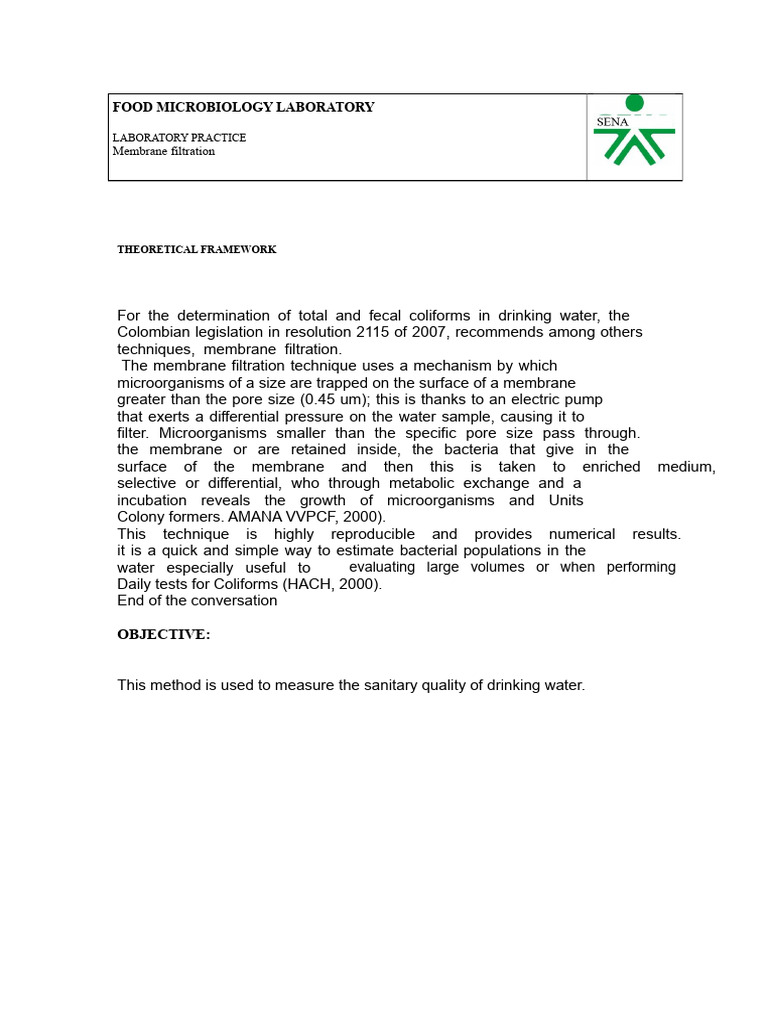 Membrane Filtration Report | PDF | Filtration | Membrane