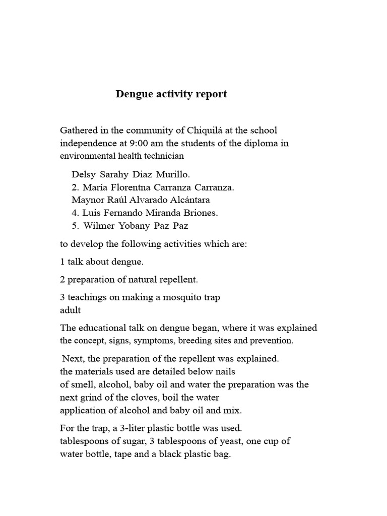 Dengue Activity Report | PDF