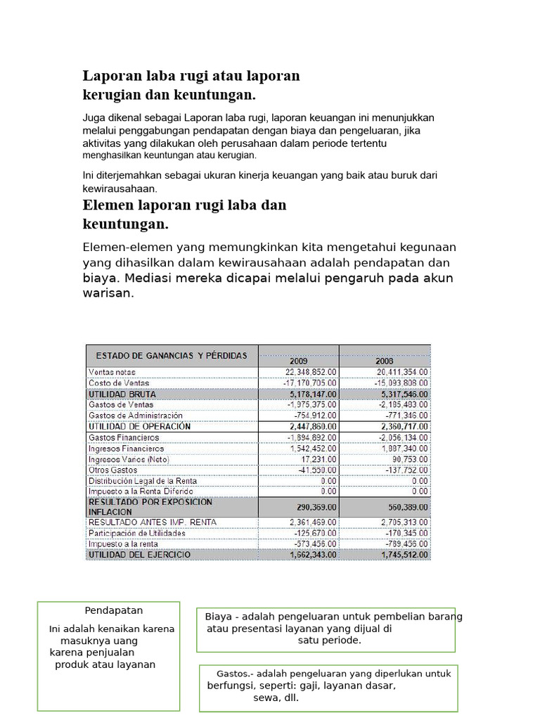 Laporan Laba Rugi: Elemen dan Proses | PDF