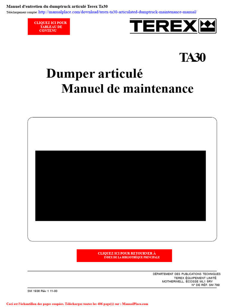 Manuel D'entretien Du Dumptruck Articulé Terex Ta30 | PDF | Soudage ...