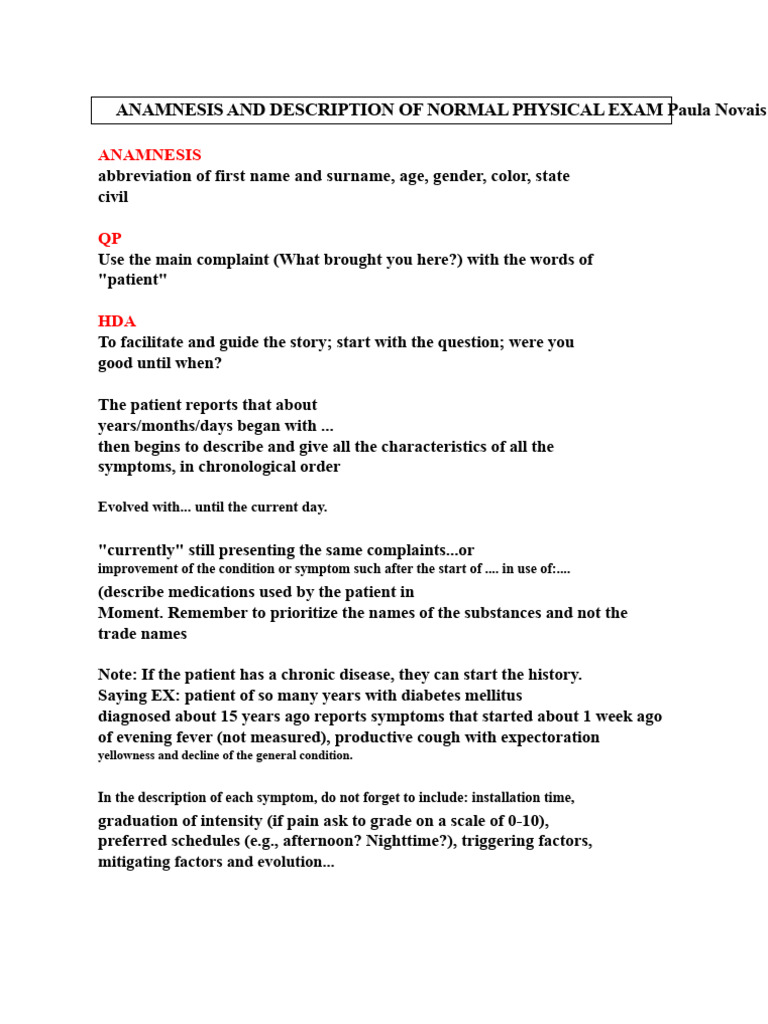 Normal Physical Examination | PDF | Physical Examination | Diseases And ...