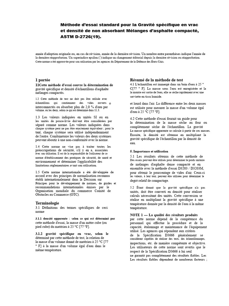 Essai de gravité spécifique des mélanges d'asphalte | PDF | Calibrage ...