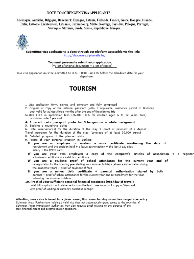 Schengen Visa Application Guide for Tourists | PDF | Travel Visa ...