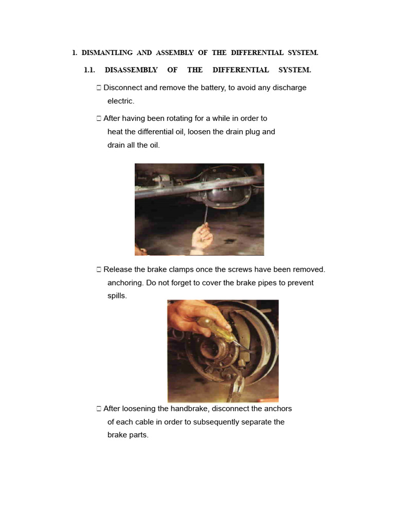 Disassembly and Assembly of The Differential System | PDF | Axle ...