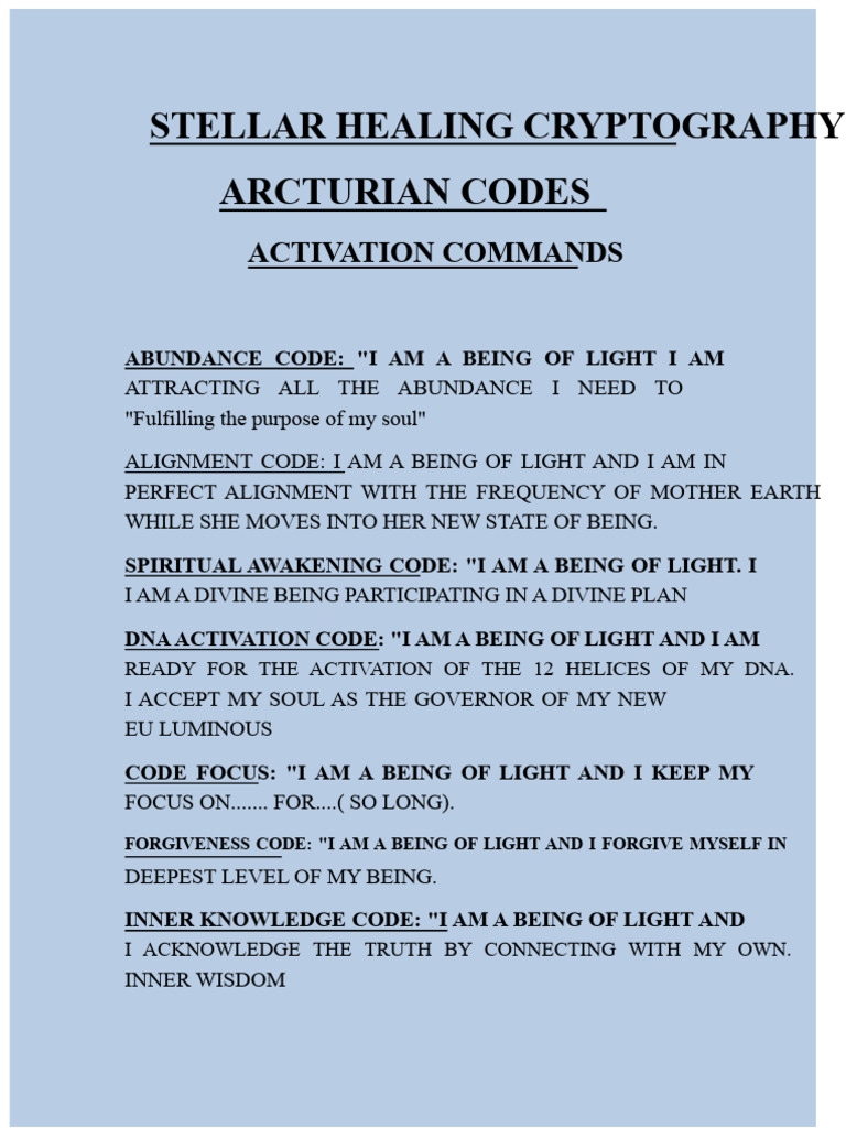 Arcturian Codes - Activation Commands | PDF | Soul | Religious Belief ...