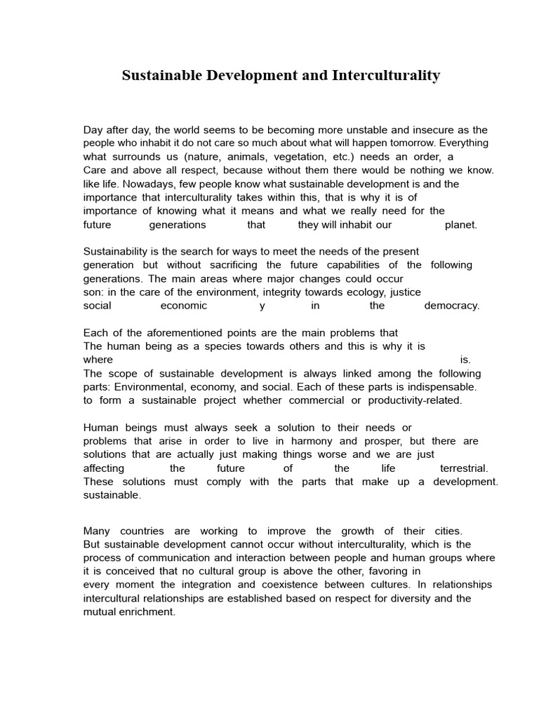 Sustainable Development and Interculturality | PDF | Sustainability | Sustainable Development