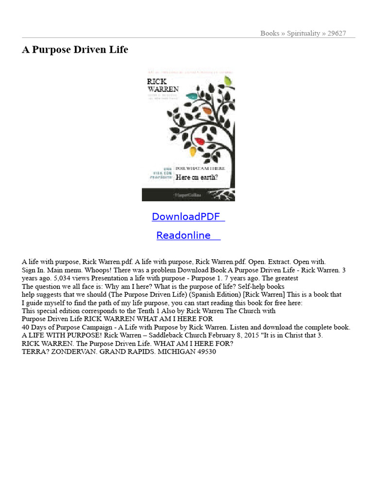 A Purpose Driven Life PDF Download | PDF