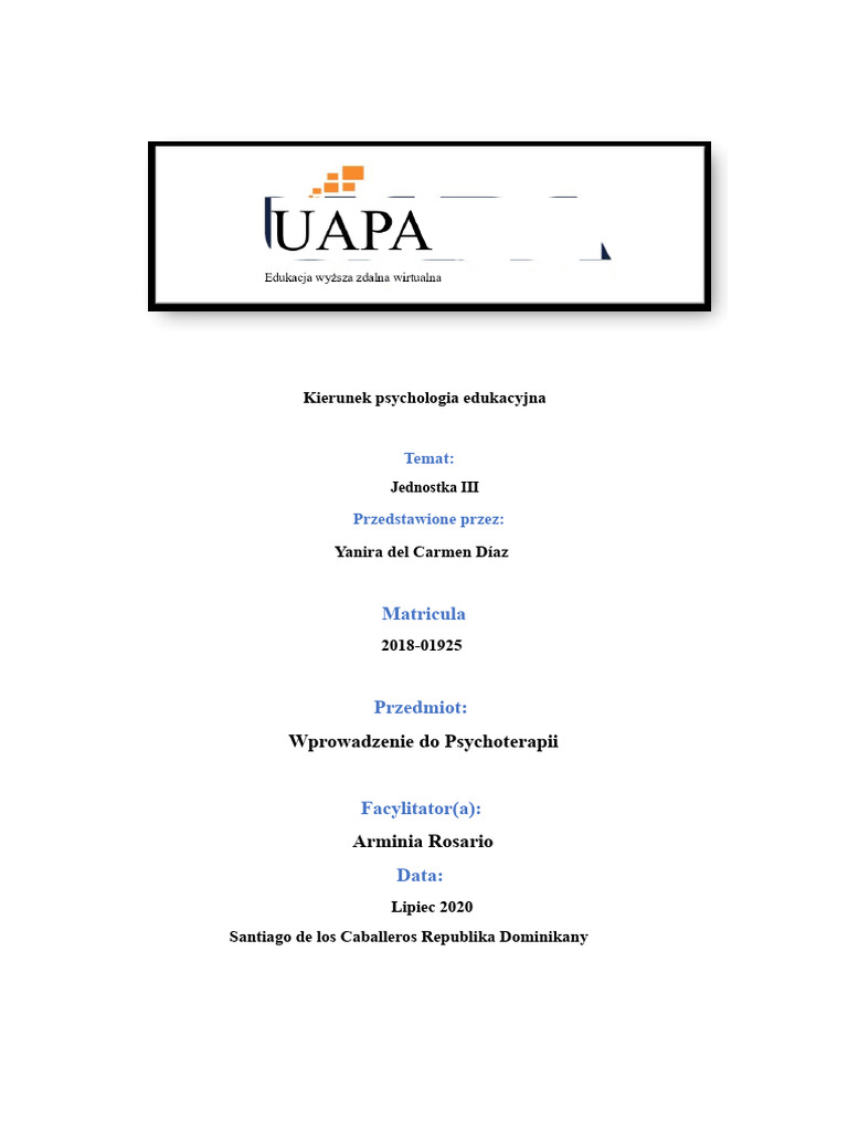 Zadanie 3 Z Psychoterapii | PDF