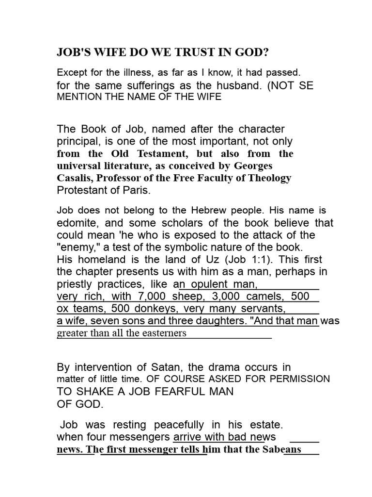 Trusting God Through Trials: Job's Story | PDF | Book Of Job
