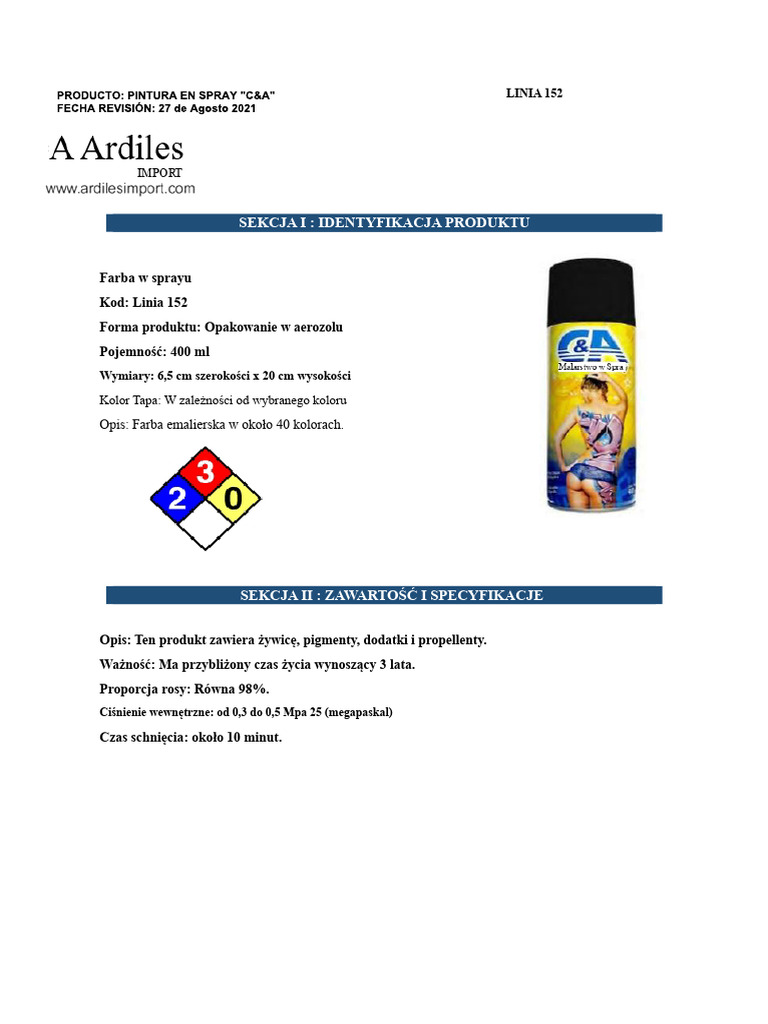 Karty MSDS Spray | PDF