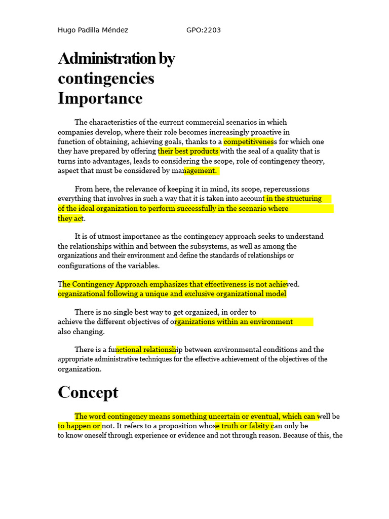 Contingency Theory in Management Explained | PDF | Behavior | System