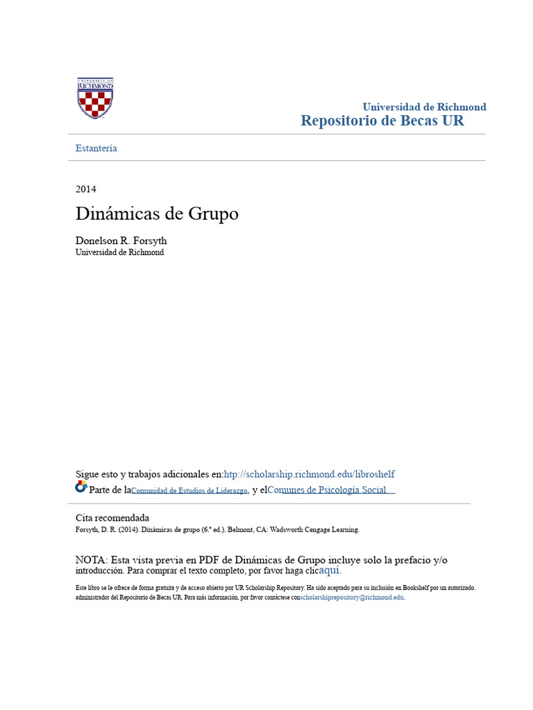 Dinámicas de Grupo - Donelson R. Forsyth | PDF