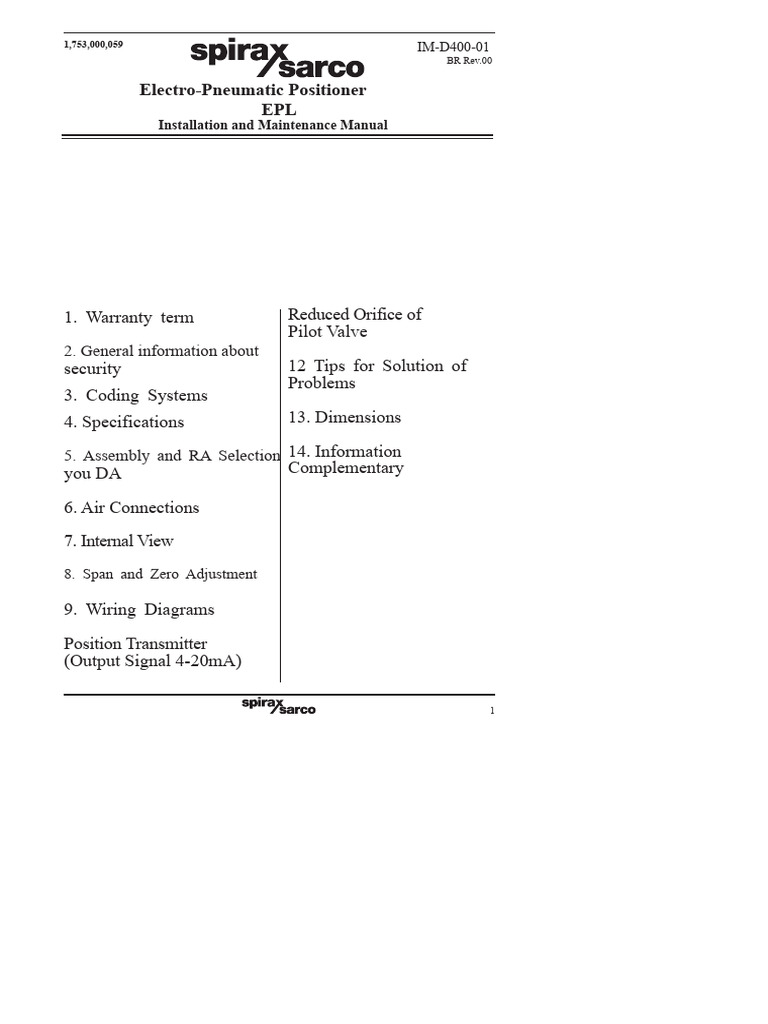 EPL Electro-Pneumatic Positioner Manual | PDF | Valve | Mechanical ...