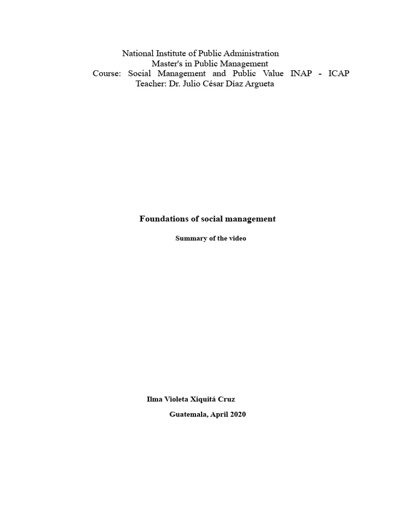 Social Management and Public Value Insights | PDF | Strategic ...