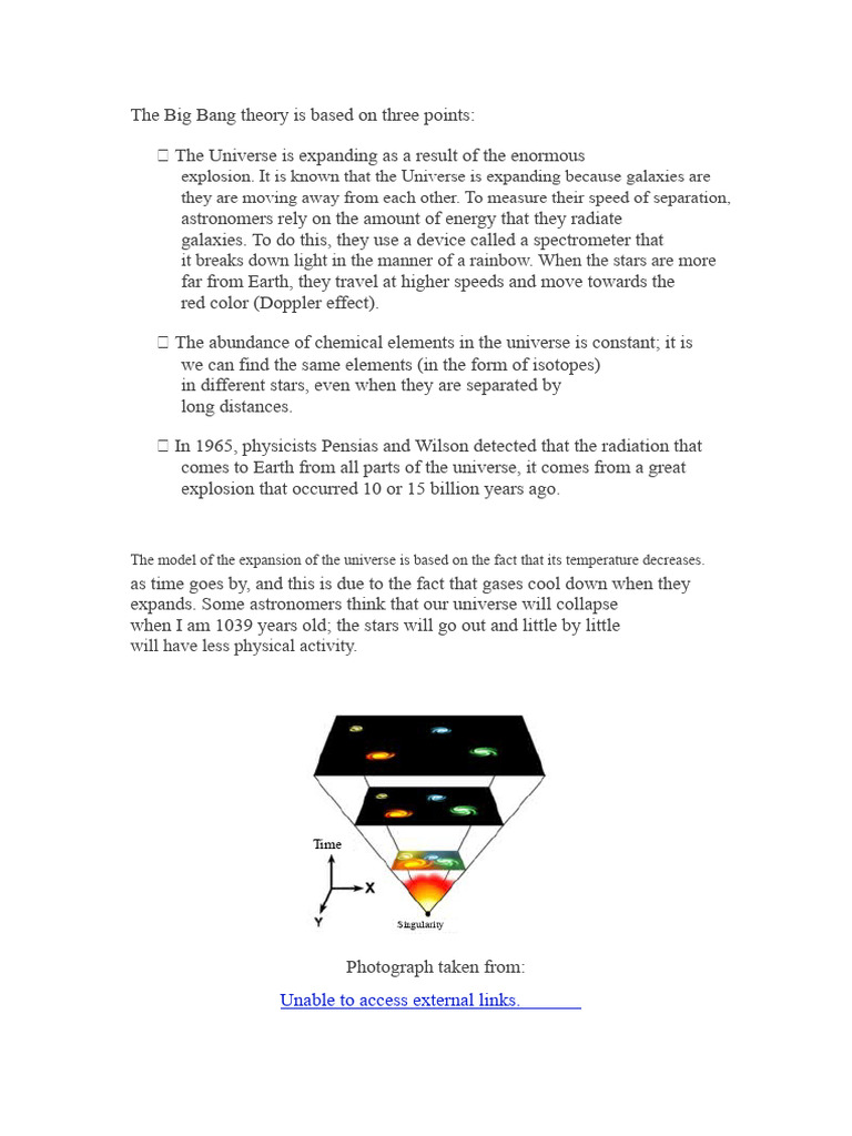 The Big Bang Theory Is Based On Three Points. | PDF | Universe ...