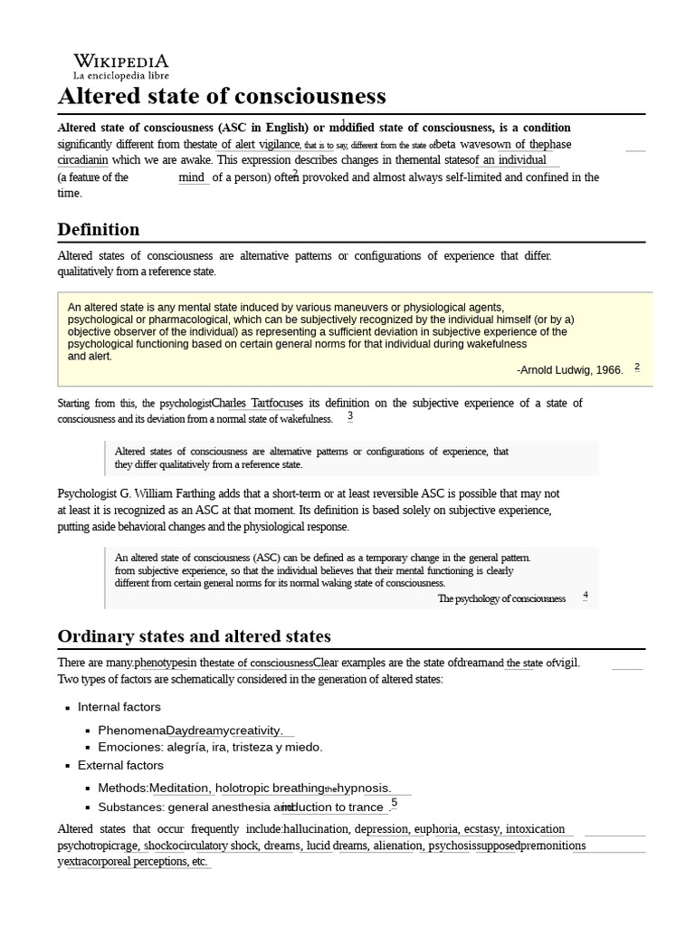 Altered State of Consciousness | PDF | Experience | Neuroscience