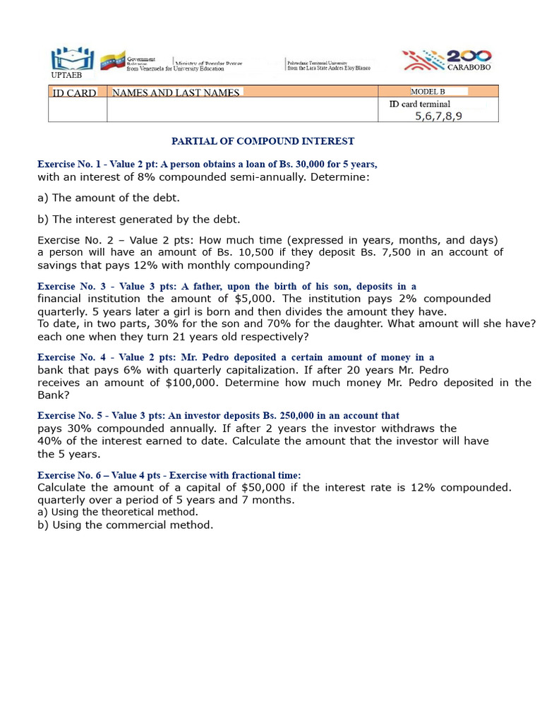 Partial Compound Interest - Model B | PDF