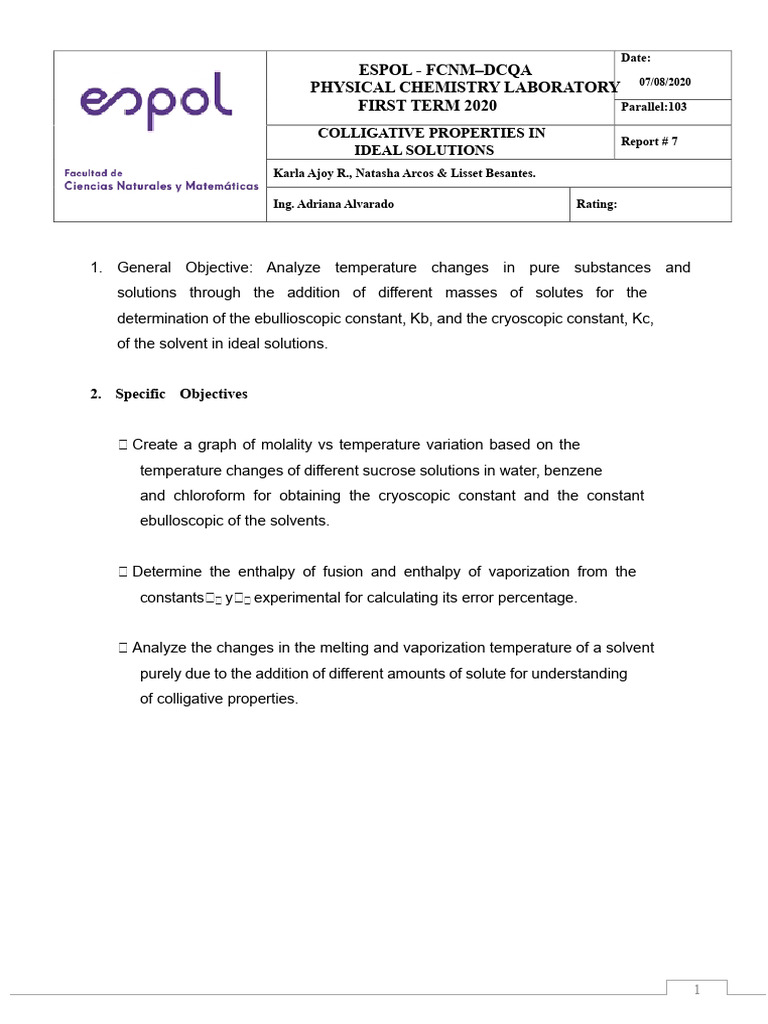 Report On Colligative Properties | PDF | Chemical Substances | Physical Phenomena