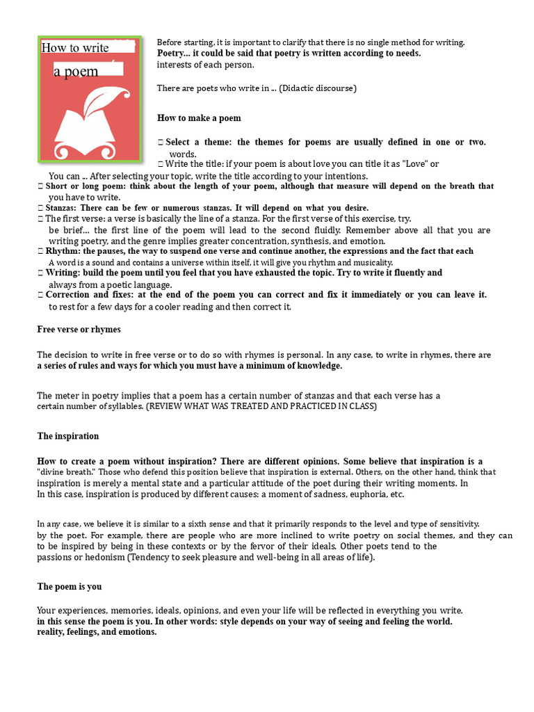 How to Write a Poem: A Guide | PDF | Poetry | Essays