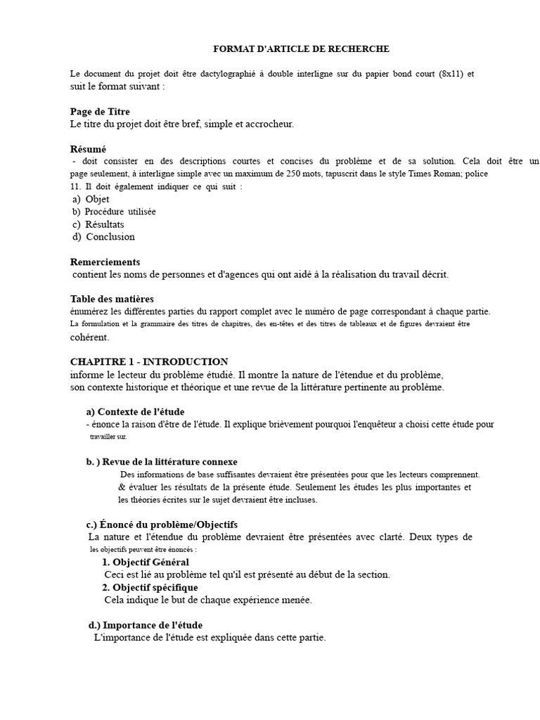 Guide de format d'article de recherche | PDF