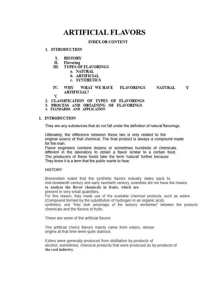 Artificial Flavorings | PDF | Taste | Organic Compounds