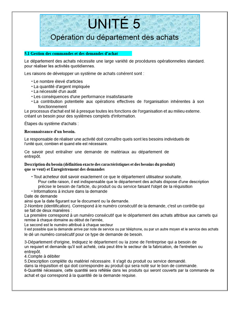 Gestion des achats : procédures et étapes | PDF | Facture | Transport