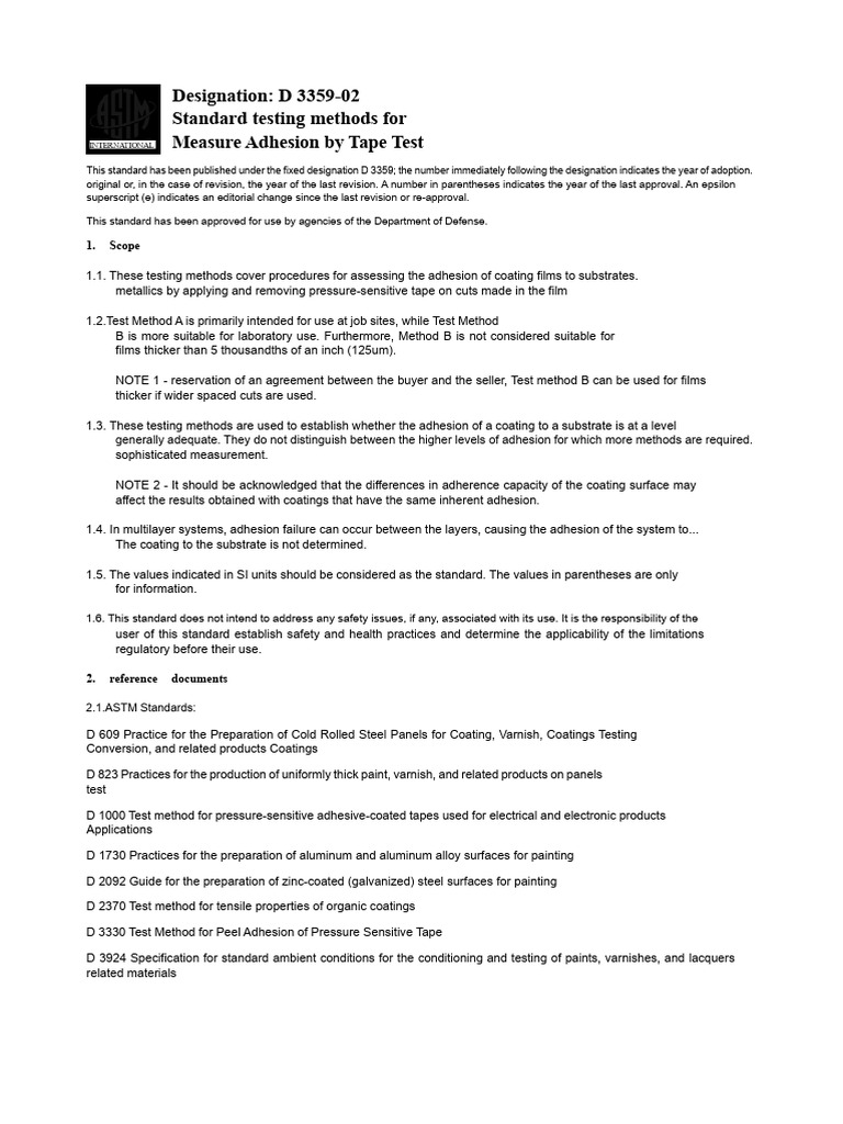 ASTM D 3359 Standard | PDF | Adhesion | Adhesive