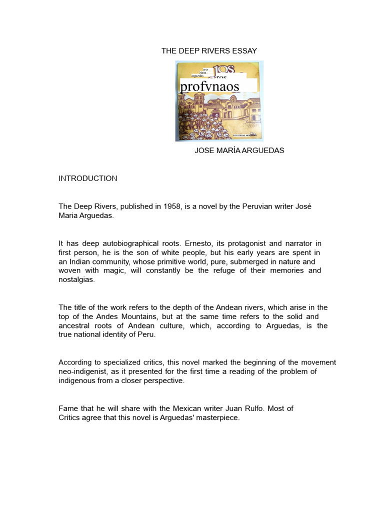 Essay The Deep Rivers by Jose Maria Arguedas | PDF