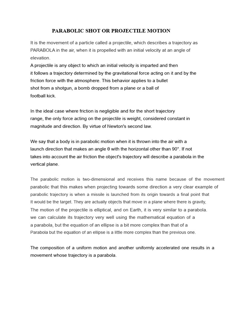 Projectile Motion. Theoretical Framework. | PDF | Physical Phenomena ...