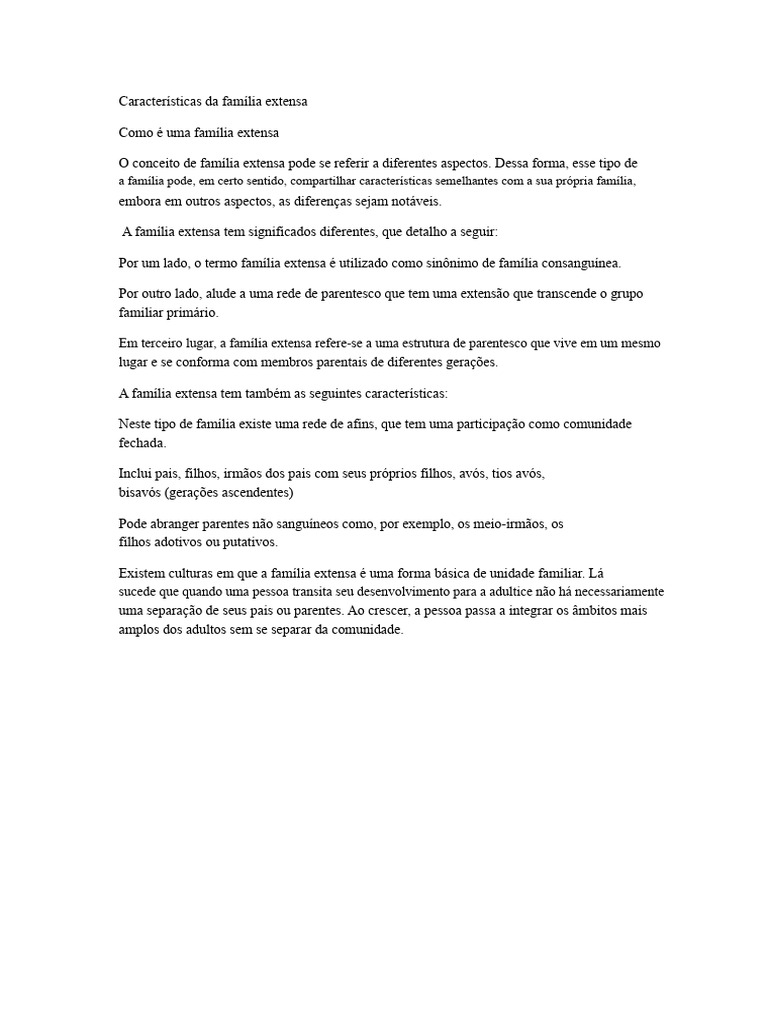 Características da Família Extensa | PDF