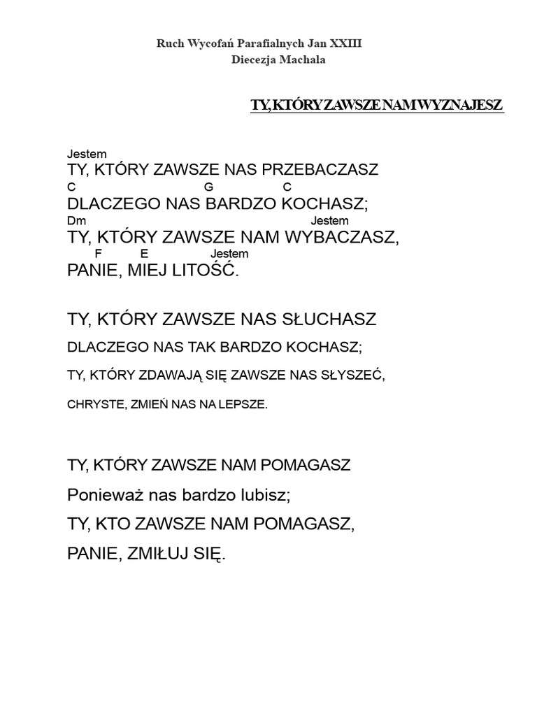 Ty, Który Zawsze Nam Wybaczasz PDF | PDF