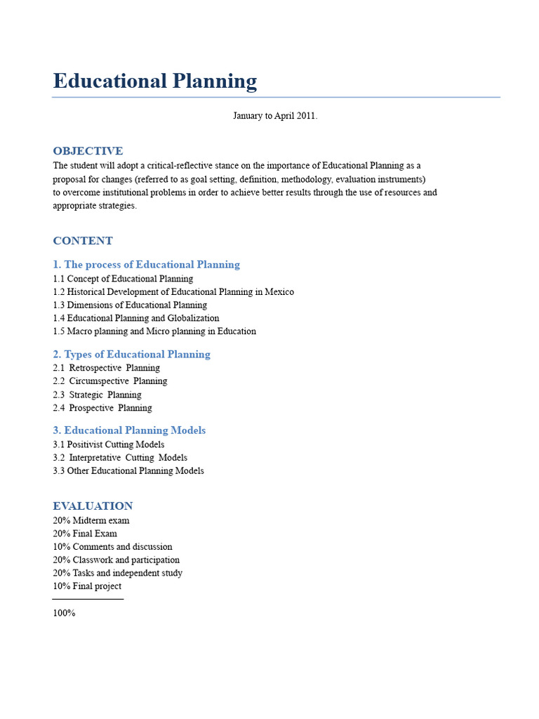 Educational Planning Strategies and Models | PDF | Planning | Knowledge